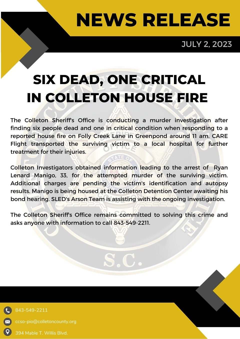 Holiday Horror In Colleton County, South Carolina - FITSNews